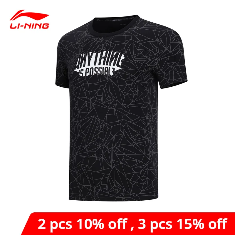 Li Ning Men's The Trend T Shirt Breathable 100% Cotton Regular Fit ...