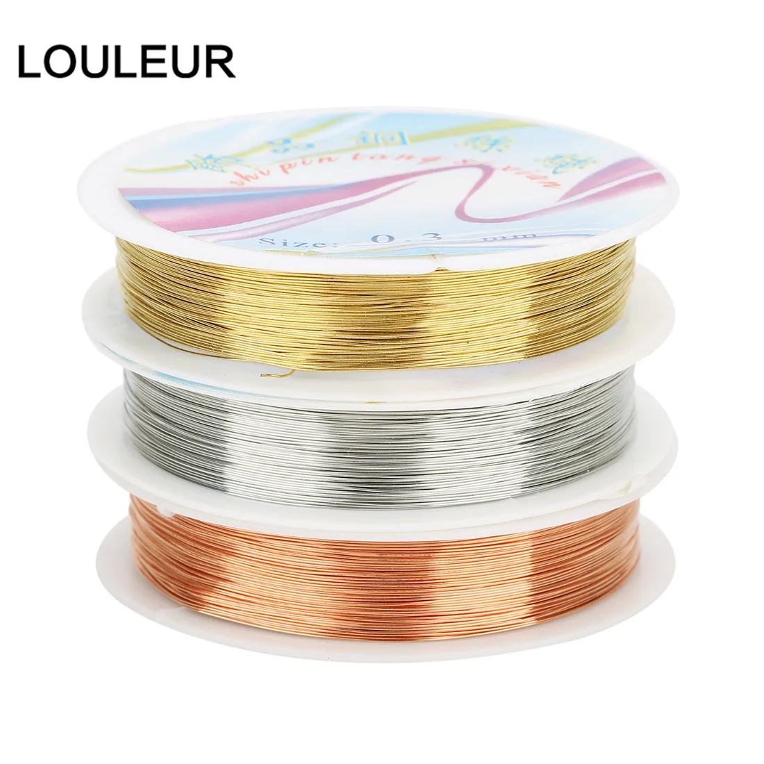 15m/1Roll Sturdy Gold Alloy Copper Beading Wire Dia 0.3 mm Thread Metal ...