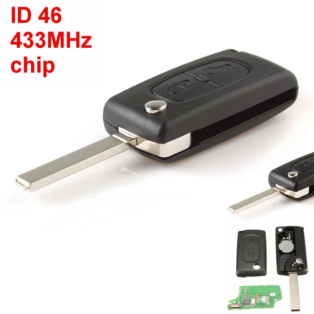 433MHz 2 Buttons Auto Car Remote Key Case Fob Shell Cover Replacement ...