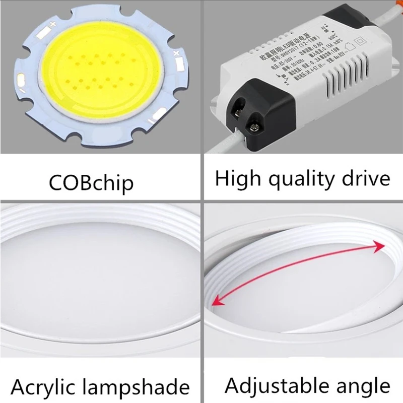 Square LED Dimmable Downlight LED Spot light decoration Ceiling Lamp ...