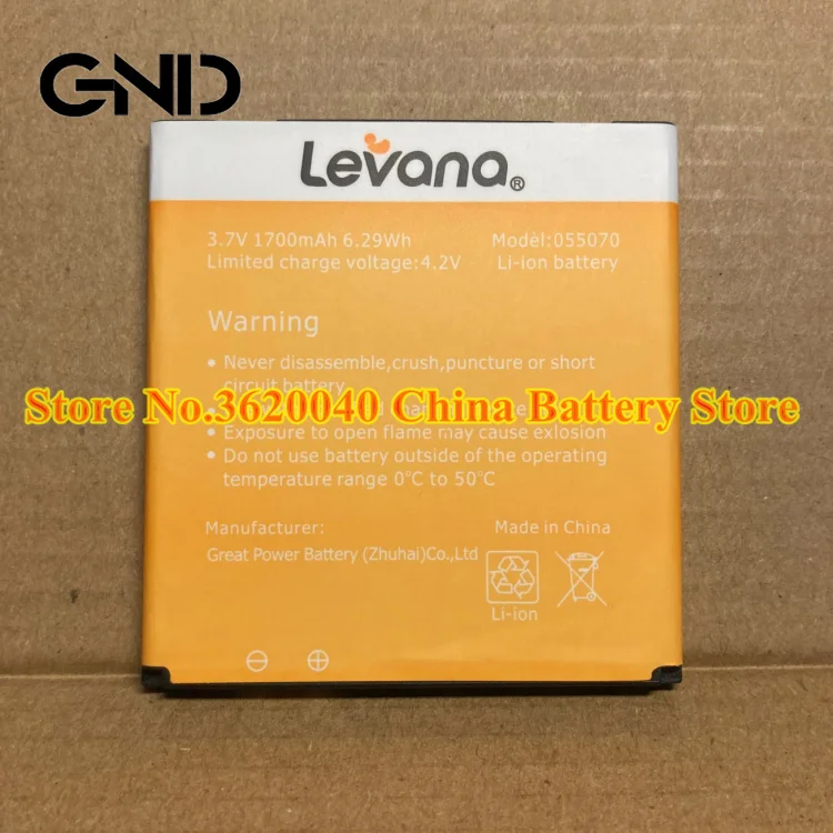 GND 3.7V 1700mAh 6.29Wh 055070 Replacement Battery For Levana Baby ...