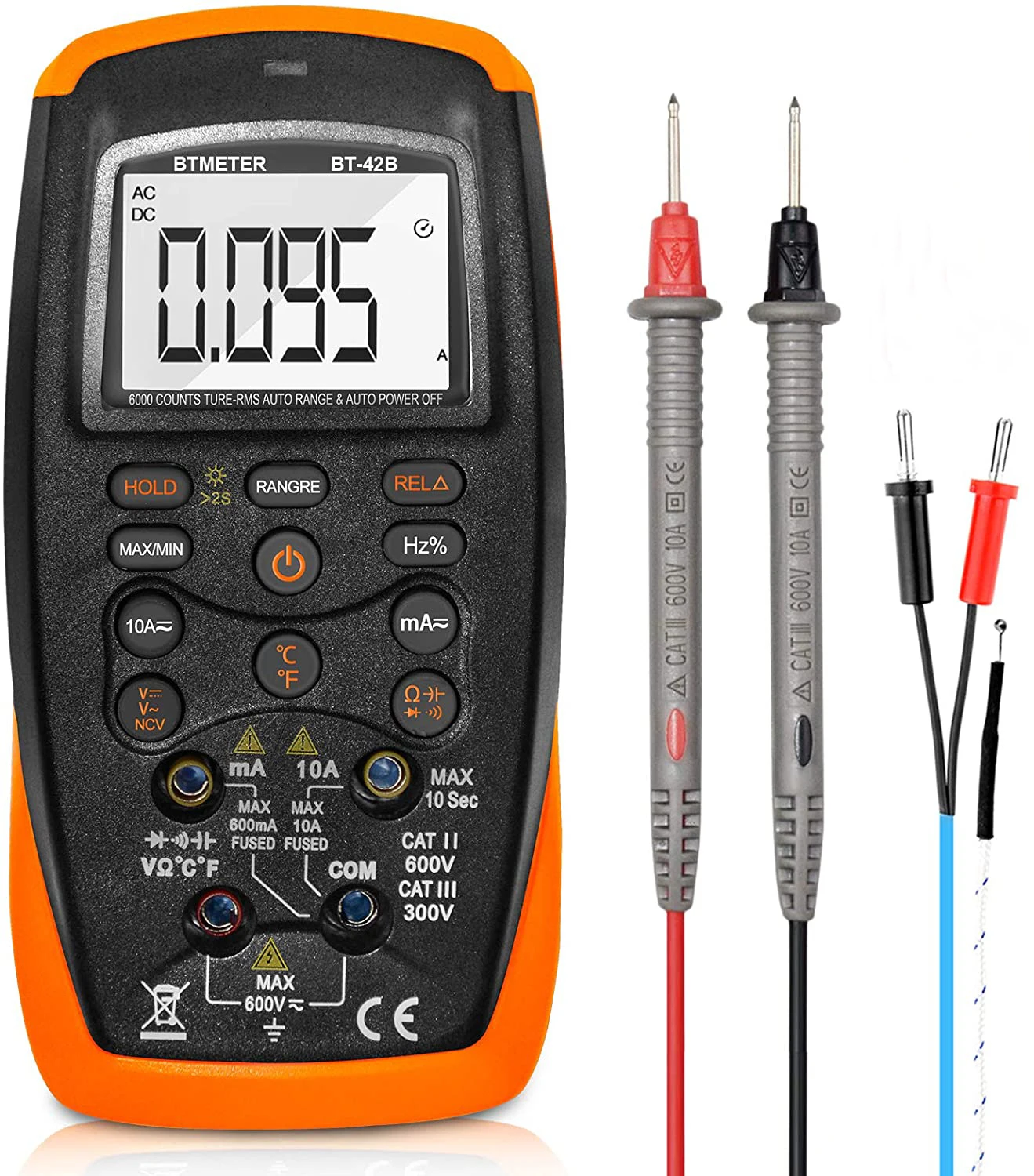BT-42B-TRMS-6000-Count-Digital-Multimeter-Auto-Ranging-Ohm-Volt-Amp-Cap ...