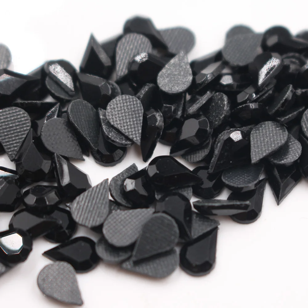 200pcs/lot 5*8mm Black Color Drop Shape crystals glass Rhinestones Hot ...