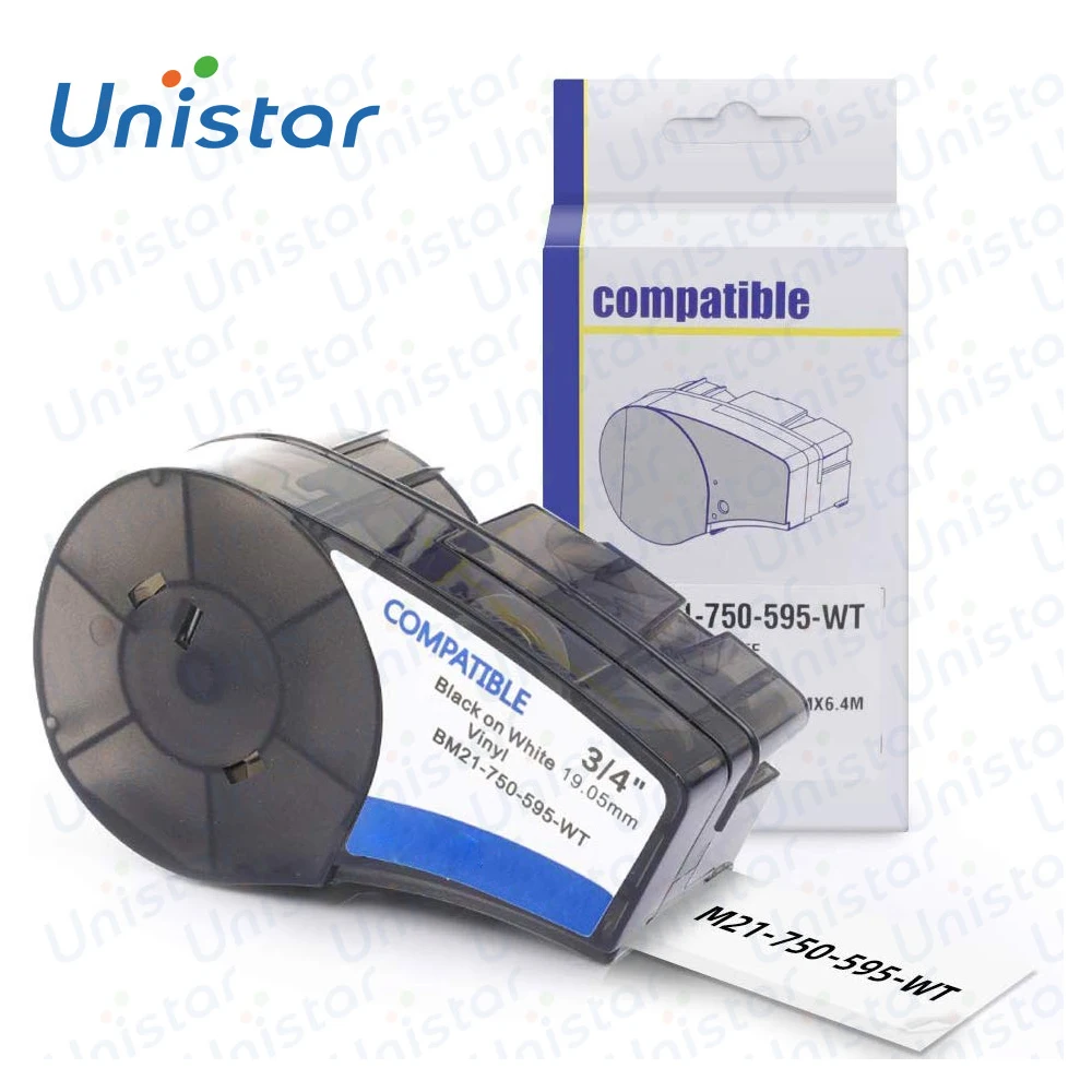 Unistar M21 750 595 WT สำหรับ BRADY ฉลากไวนิลไวนิลเทปสำหรับ BM.P21 PLUS ...
