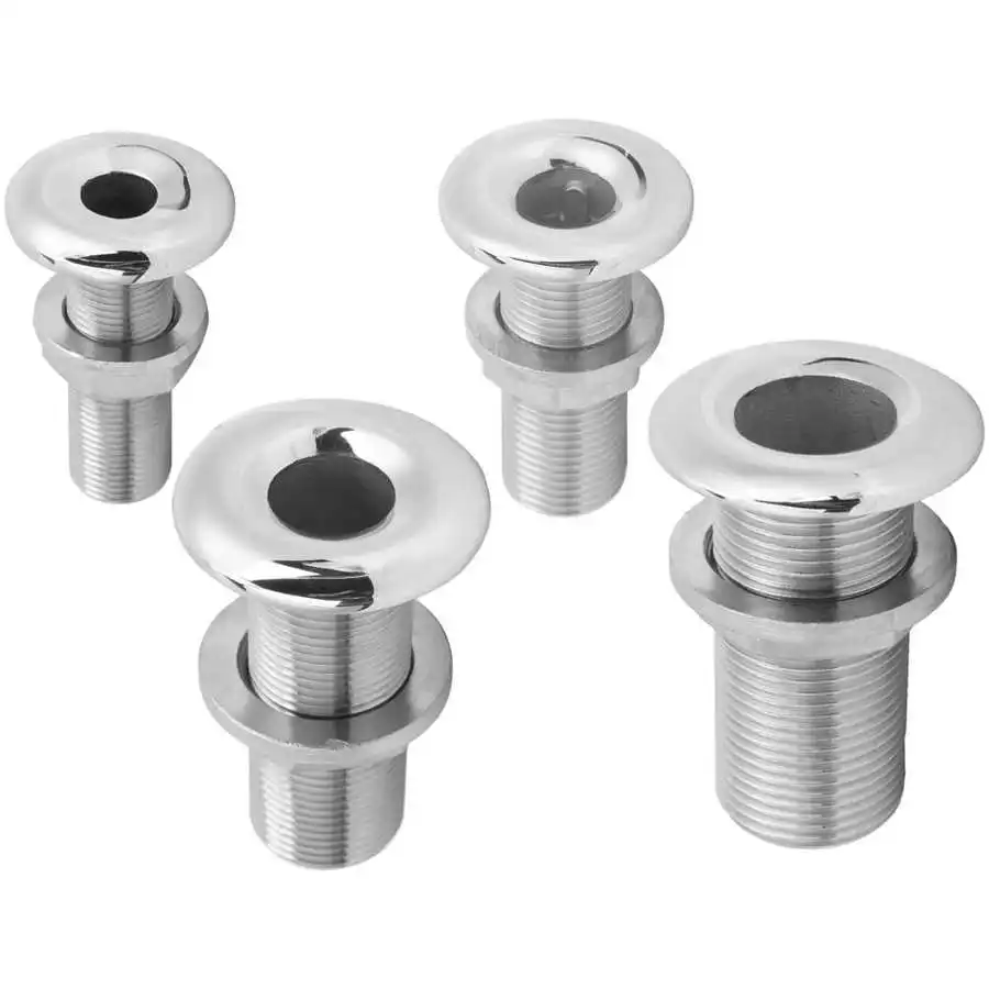 Stainless-Steel-Thru-Hull-Fitting-Connector-Full-Threaded-Water-Outlet ...