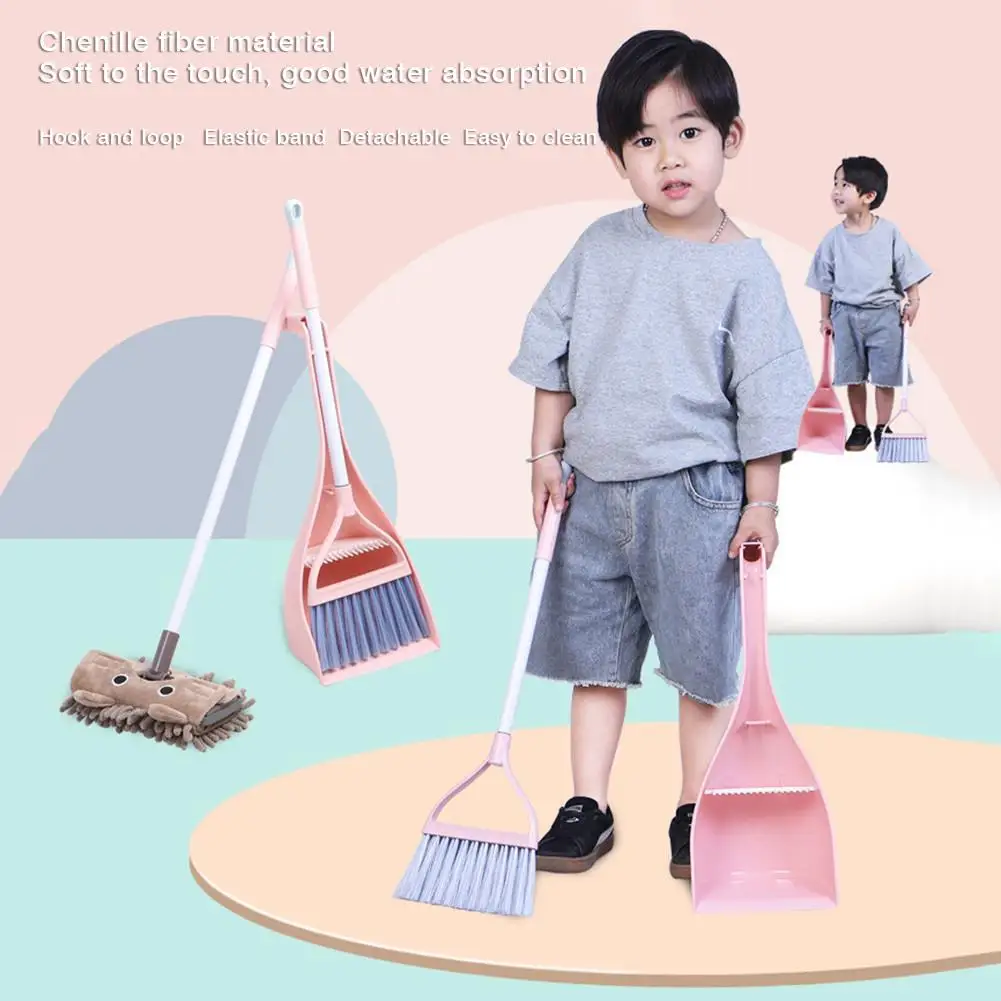 Children Play House Toys Cute Cartoon Mini Mop Broom Dust Set Cleaning ...