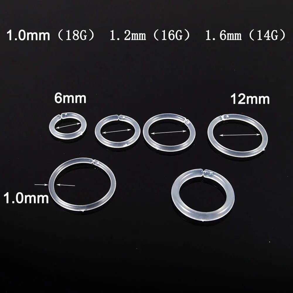 Clear Transparent 14g 16g 18g Clear Septum Nose Hoop Rings Retainer Bioflex Cartilage Tragus ...