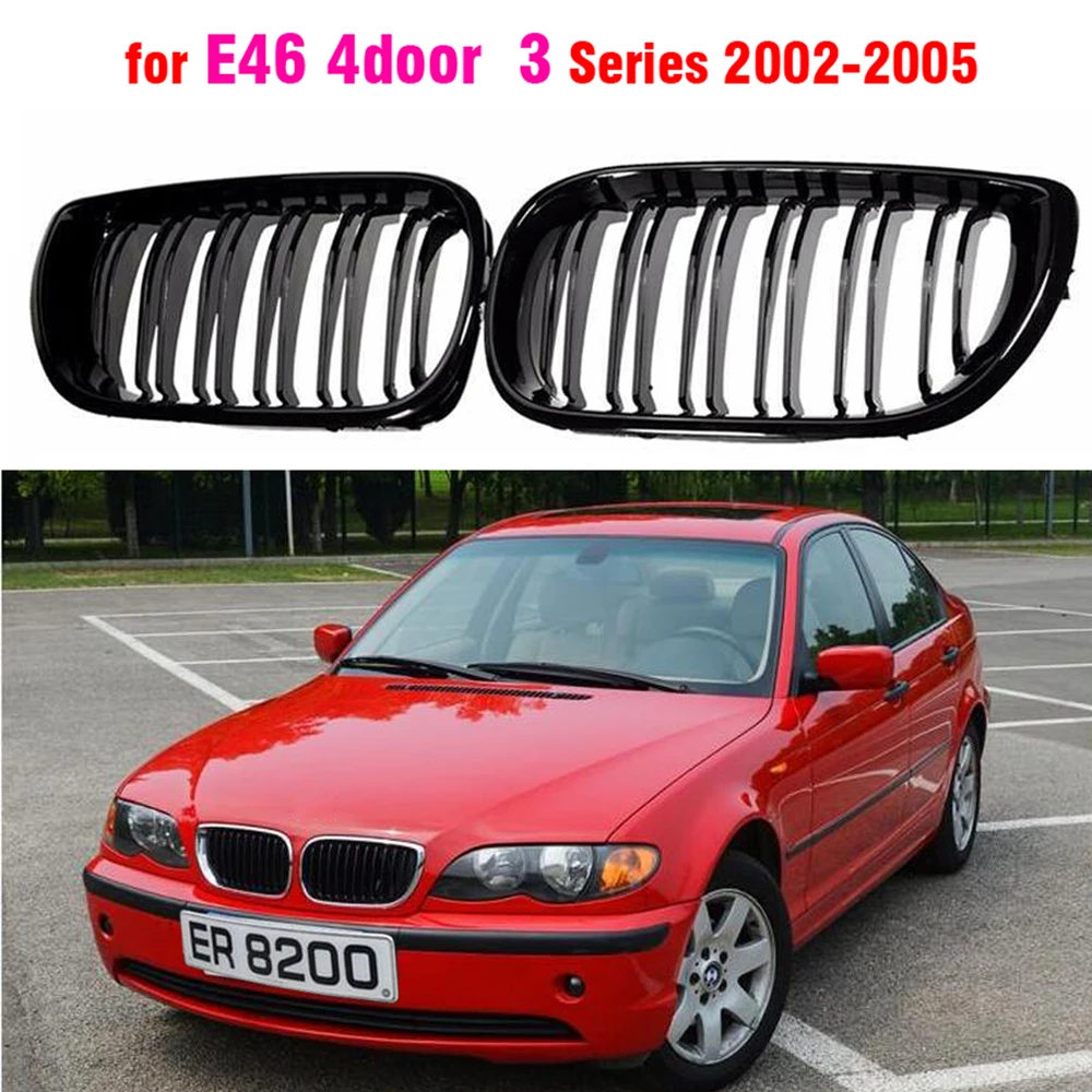 Front Center Bright Black Wide Kidney Hood Grille Grill For Bmw E46 ...