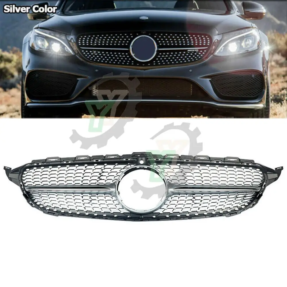 Car modified diamond front grille for Mercedes-Benz C-Class W205 C200 ...