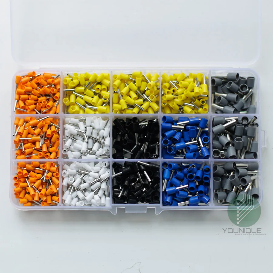 1000-Pcs-Bootlace-Ferrule-Kit-Electrical-Crimp-Crimper-Cord-Wire-End ...