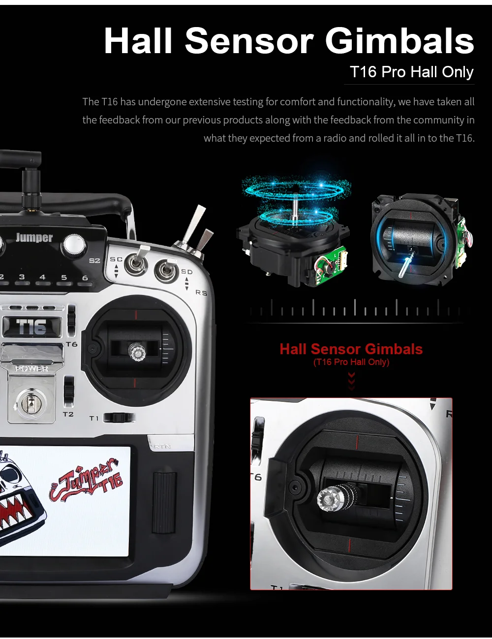 Jumper T16 Pro Hall Gimbal с открытым исходным кодом мультипротокол ...
