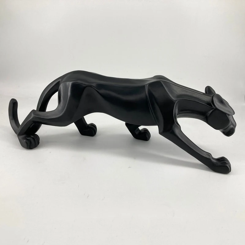 Abstract Black Panther Sculpture Geometric Resin Leopard Statue ...
