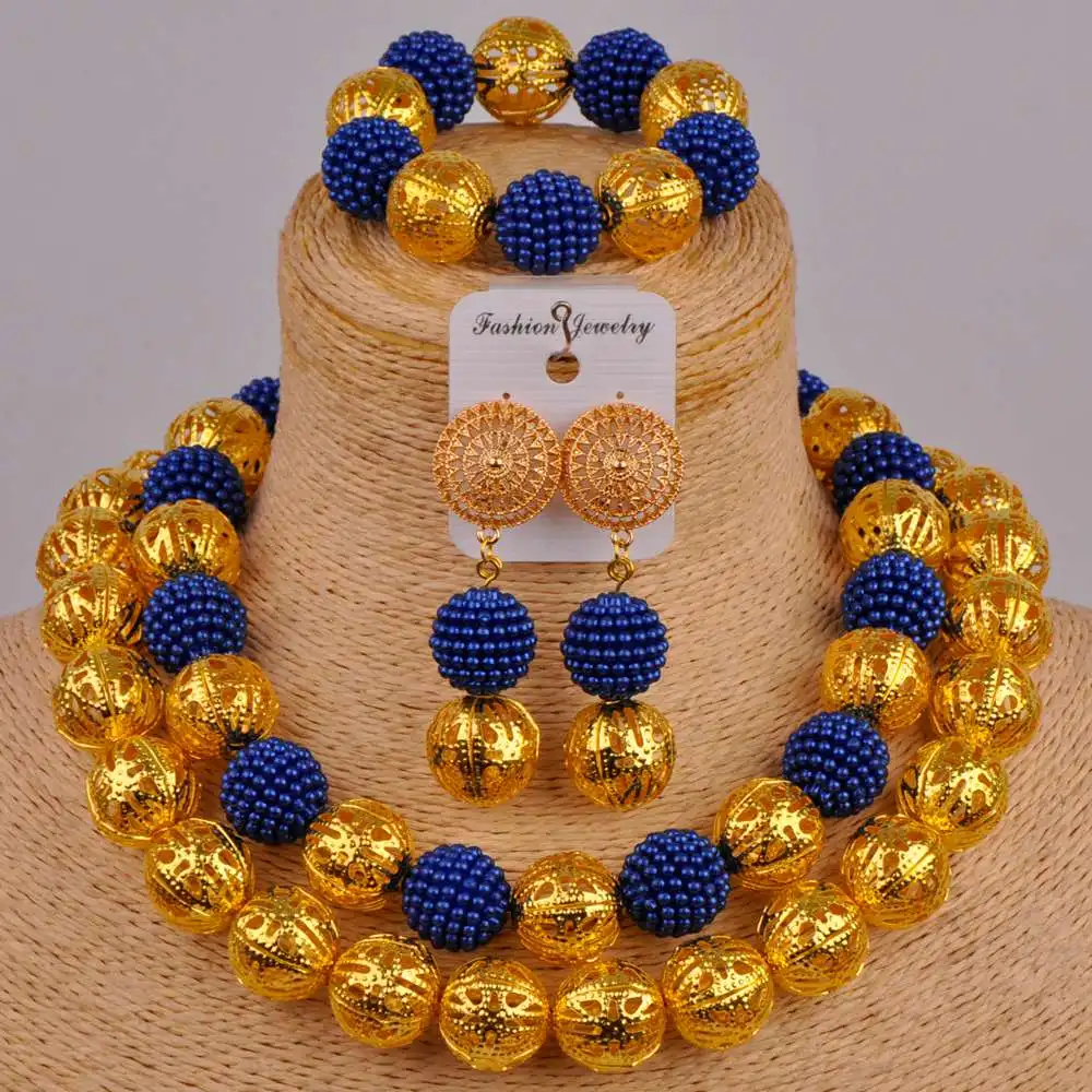 Conjunto de joyas de cuentas africanas de color azul real con perlas ...