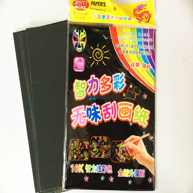 16K Scratch Paper Fun Creative DIY Black Cardboard Scratch Painting ...
