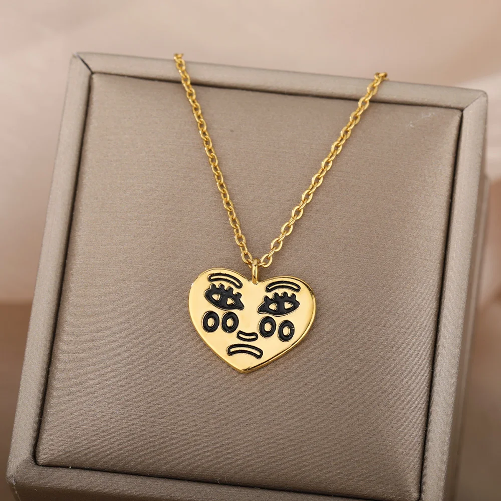 Goth Cry Sad Face Necklace for Women Men Emo Grunge Choker Necklaces ...