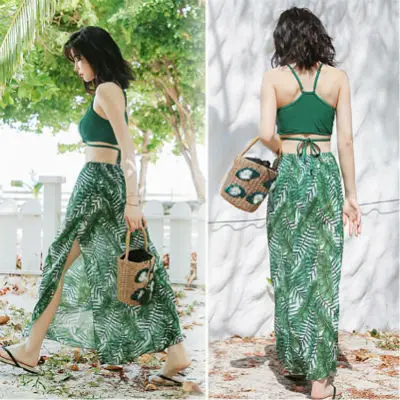 2019 женский тонкий купальник с принтом, комплект бикини из трех частей ...