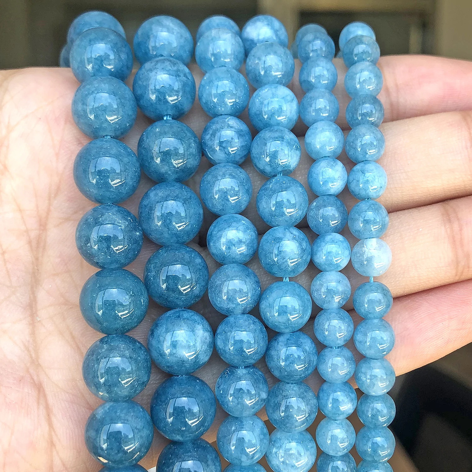 Natural Stone Beads Blue Chalcedony Stone Round Beads For Jewelry ...
