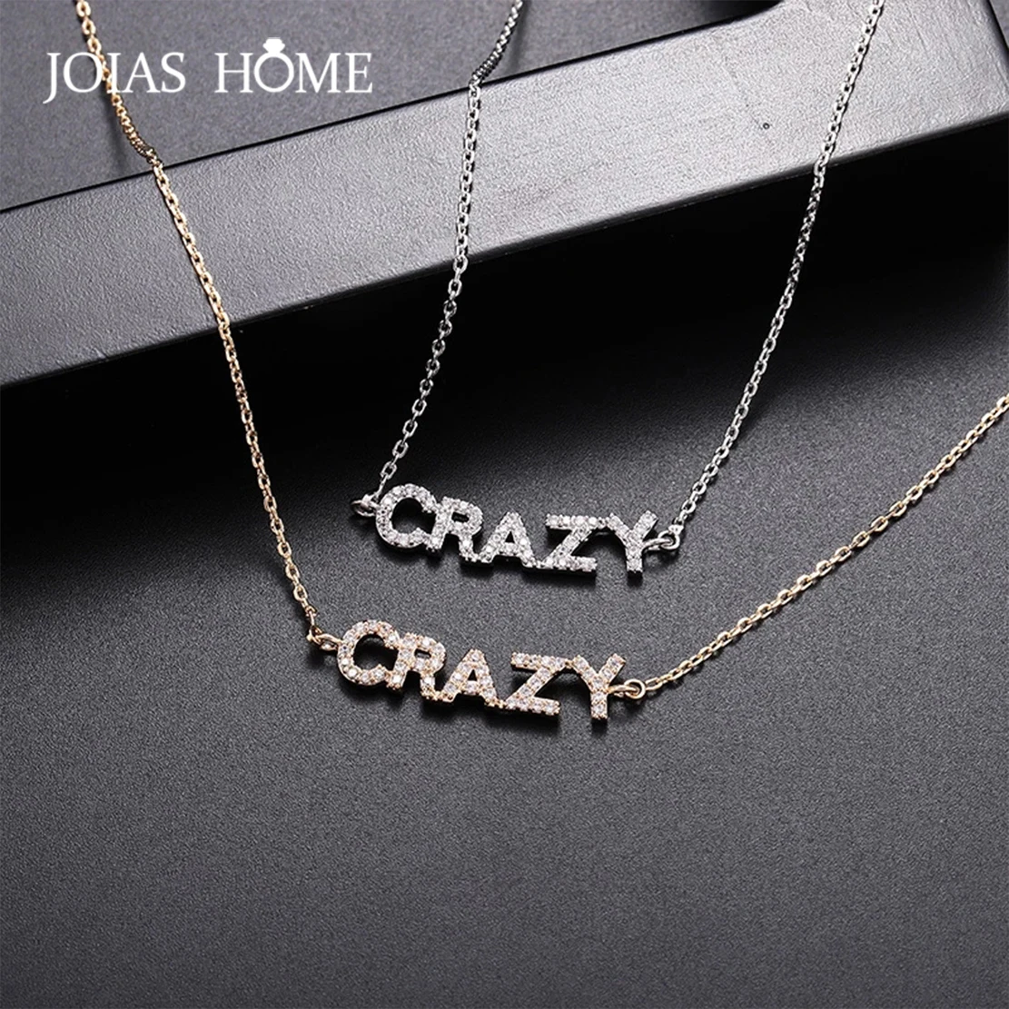 Joiashome Trendy Women's Silver 925 Necklace Crazy Letter Clavicle ...