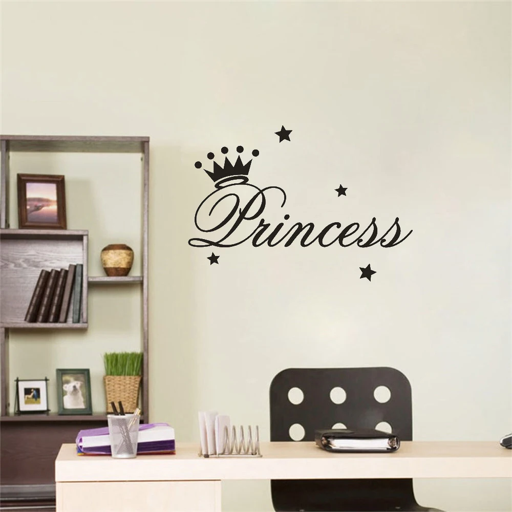 Vinyl Princess Crown Wall Stickers Baby Room Kindergarten Art Decals ...