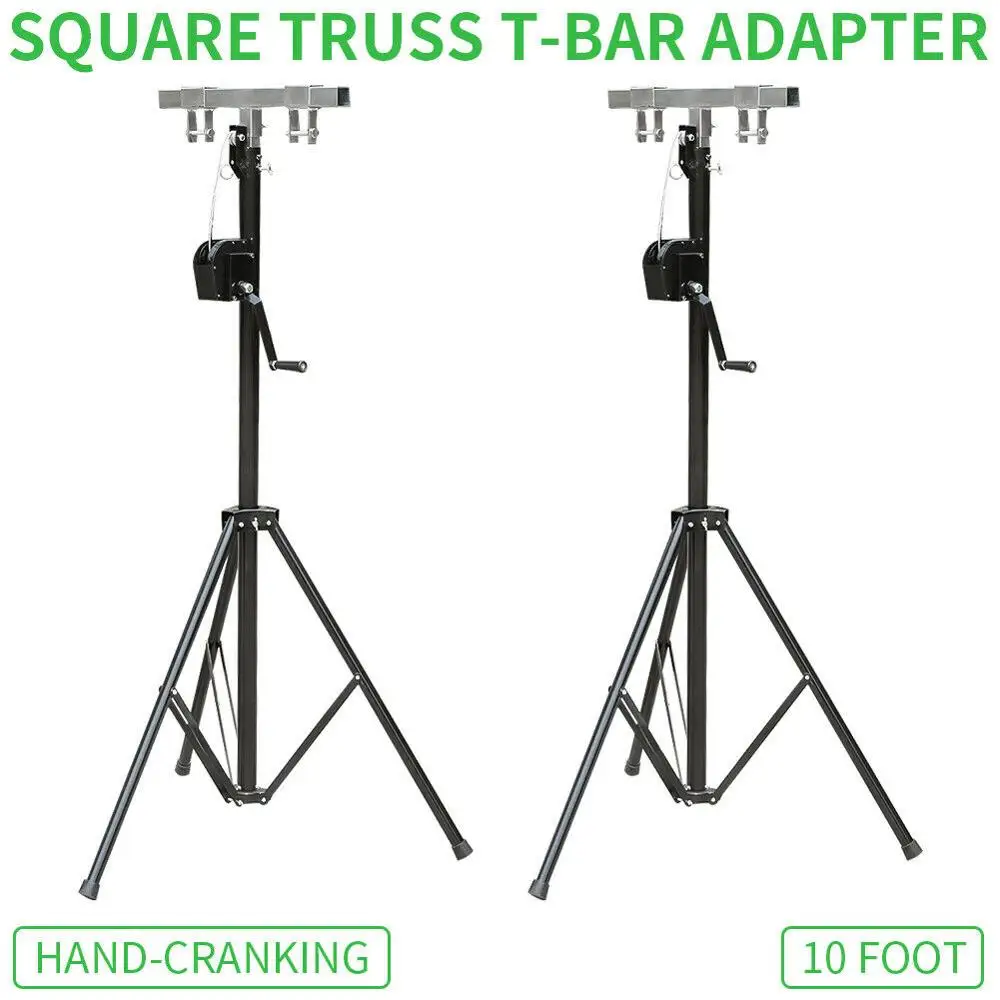 2-Packs-10-Foot-Crank-Light-Stand-Square-Truss-T-Bar-Adapter-DJ-Pro ...