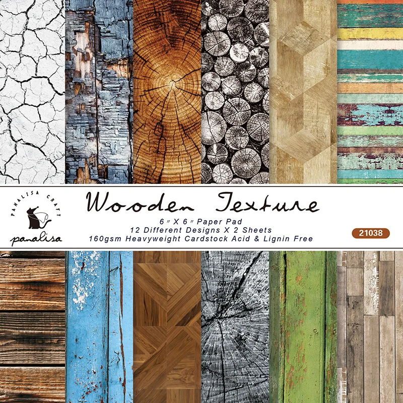 Panalisacraft-24-sheets-6-X6-Basic-Wooden-Texture-paper-Scrapbook ...