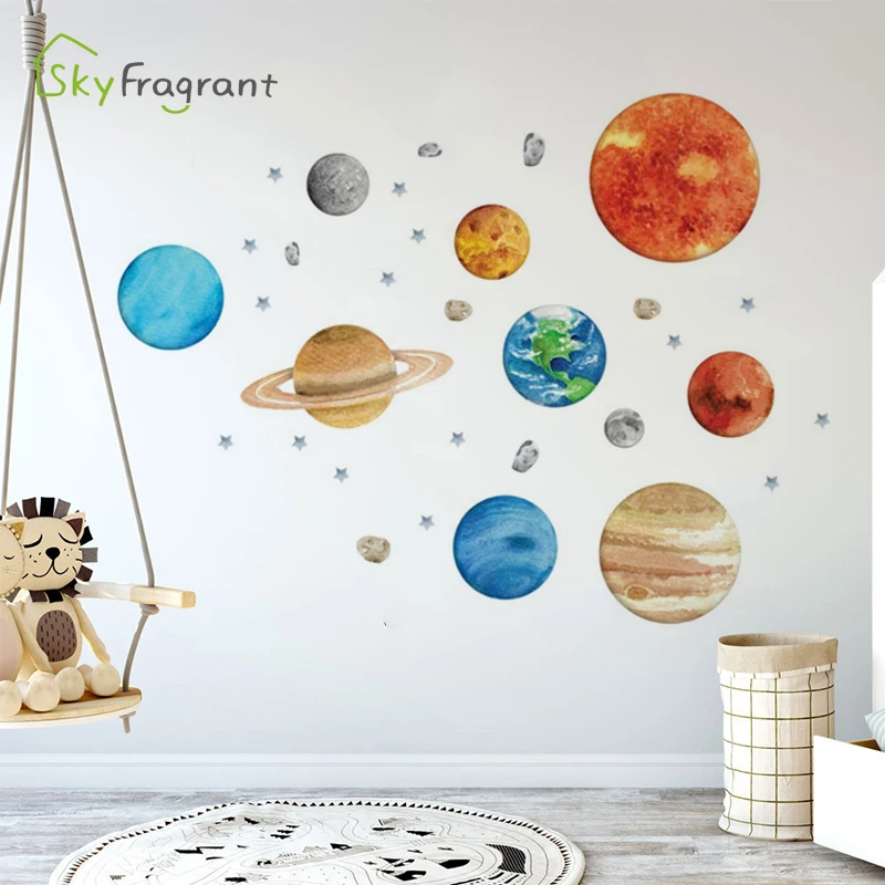New Hot Sale Nine Planets Home Wall Sticker Self-adhesive Creative ...