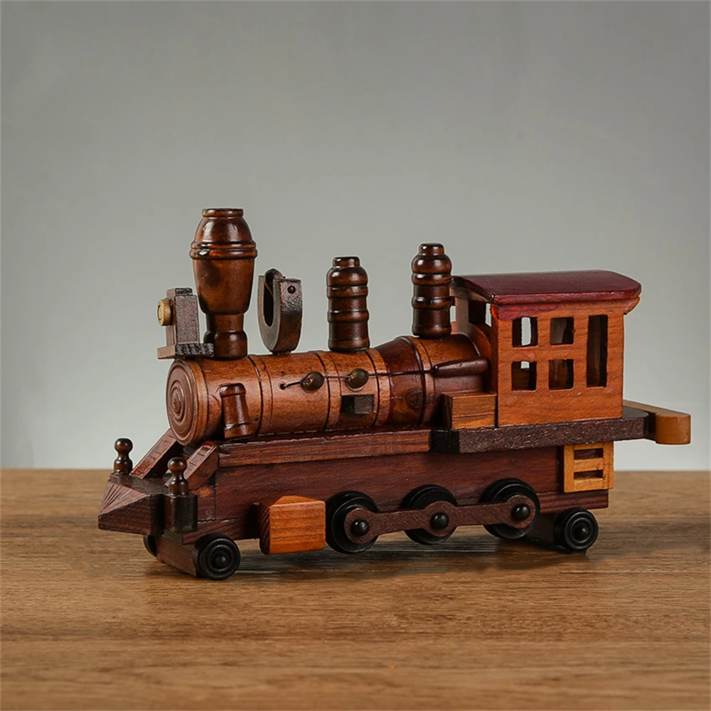 Retro-Industrial-Style-Wrought-Wood-Steam-Train-Model-Handmade-Train ...