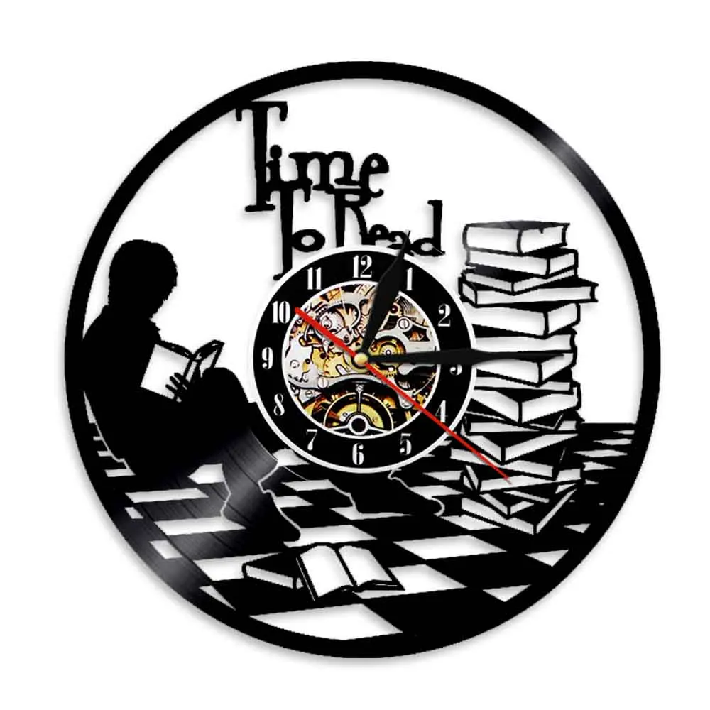 Time-To-Read-Inspirational-Quote-Wall-Clock-Modern-Design-Vinyl-Record ...