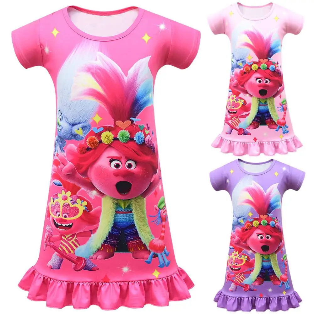 Dresses Girls Trolls | Girl Trolls Cartoon Clothes | Trolls Clothing ...