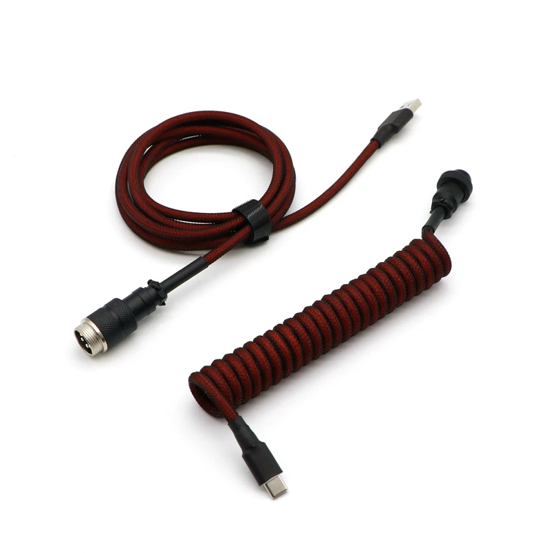 L Shape Paracord And Pet Double Sleeved Usb To Type-c Coiled Cable For ...