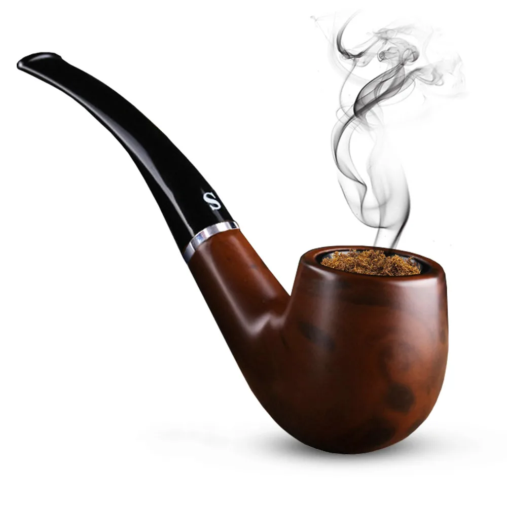Solid-Wood-Resin-Smoking-Pipe-Circulating-Clean-Bend-Pipe-Cigarette ...