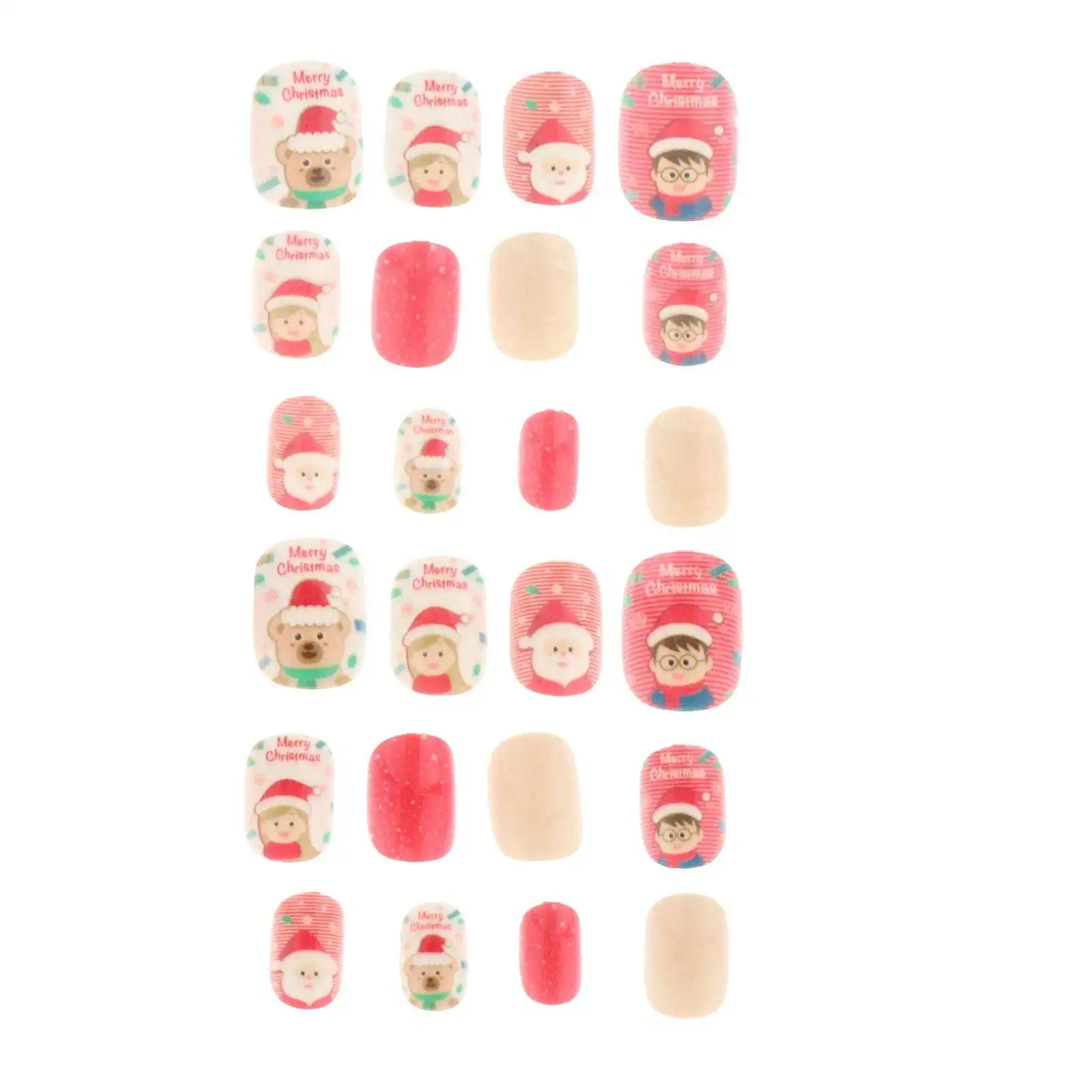 24pcs False Nail Tips Cute Press On Short Self Fake Art Kits Fake Nails ...