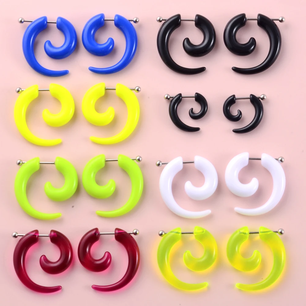 Pair-Acrylic-Spiral-Ear-Taper-Fake-Ear-Stretcher-Expanders-Gauge ...