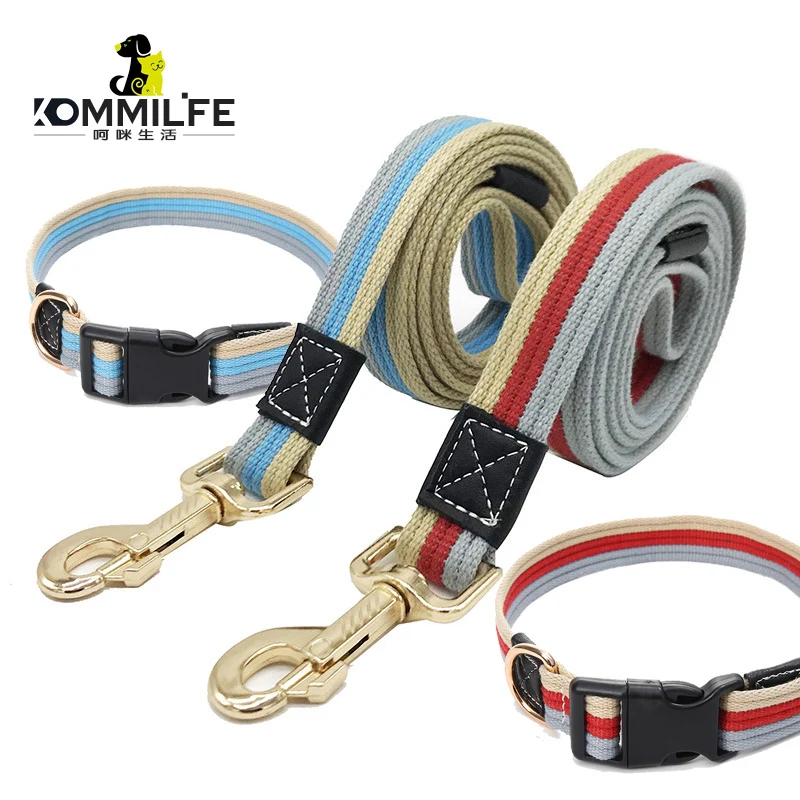Thick-Canvas-Pet-Dog-Leash-Collar-Adjustable-Dog-Collar-and-Leash-Set ...