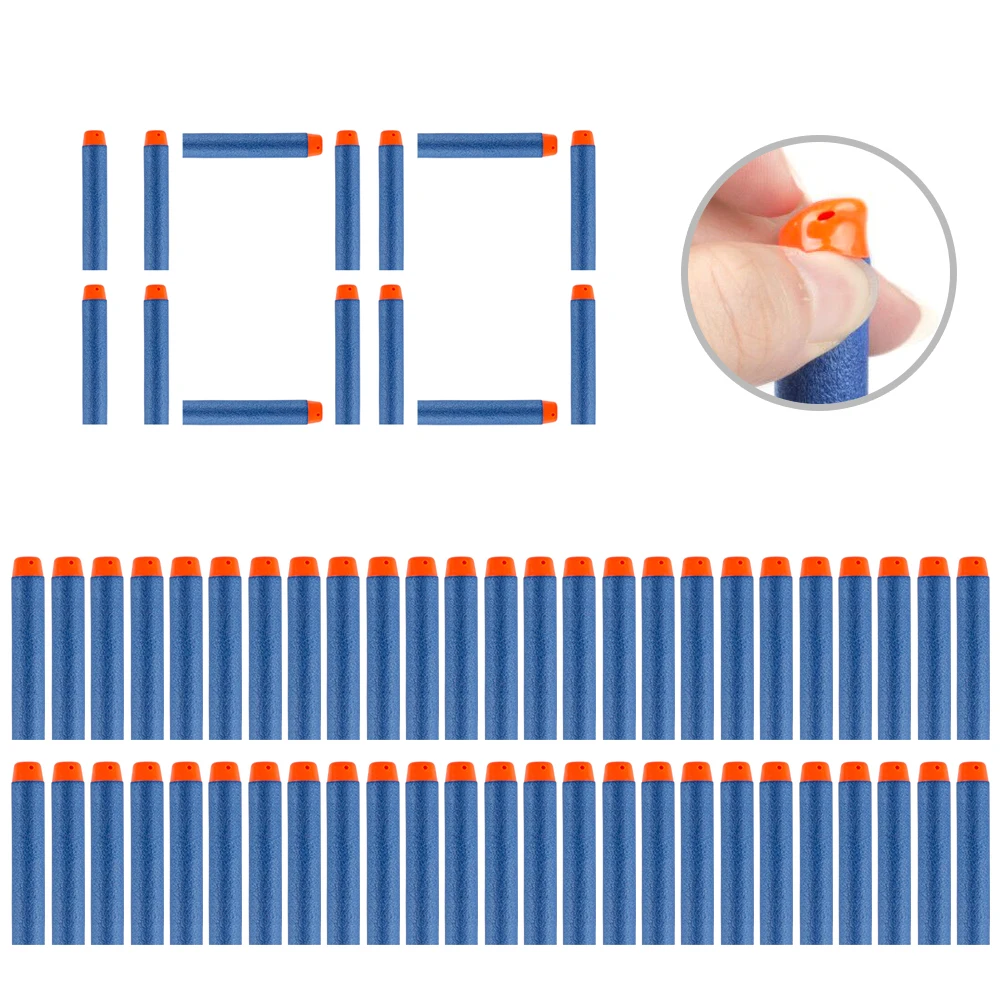 100pcs For Nerf Bullets EVA Soft Hollow Hole Head 7.2cm Refill Bullet ...