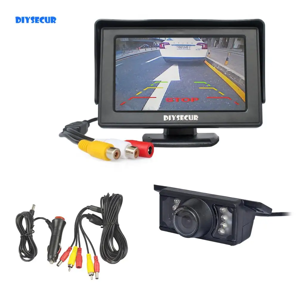 DIYSECUR Wired 4.3" Color TFT LCD Car Monitor + HD IR Night Vision Rear ...