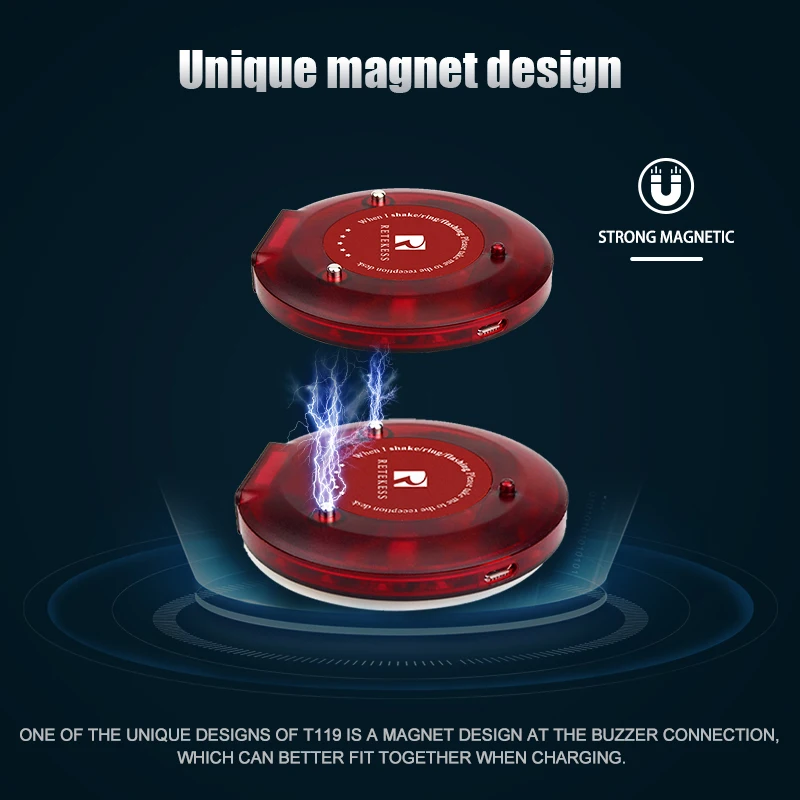 Retekess T119 Restaurant Pager Wireless Paging Queue System 10 Coaster ...