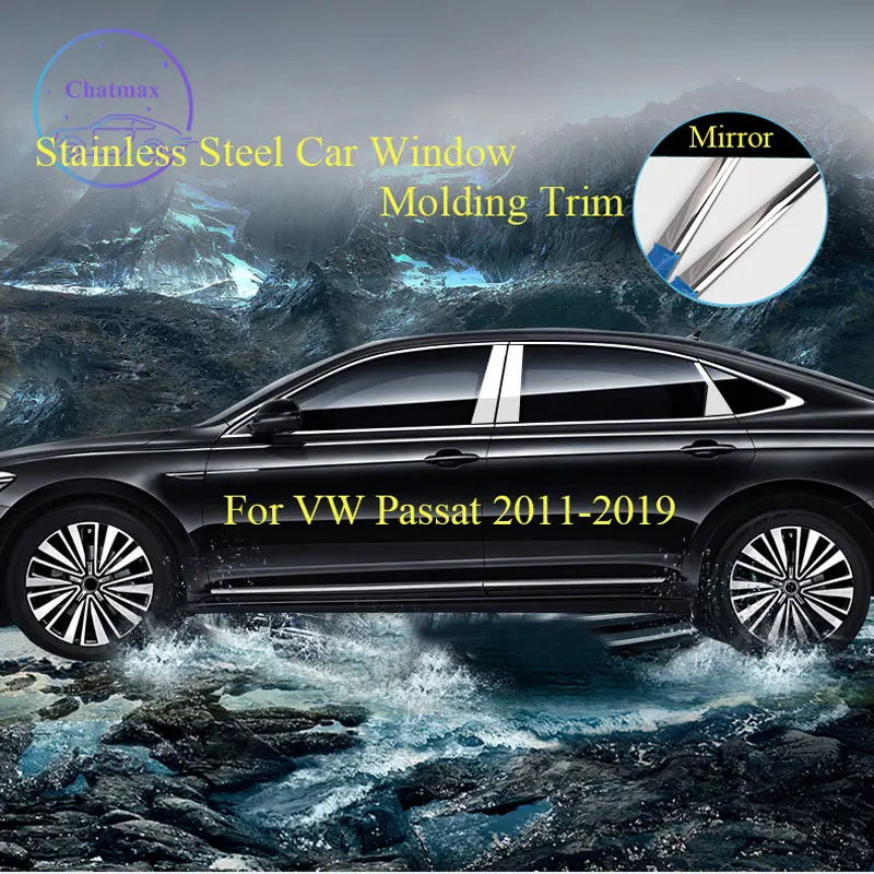 Car Window Center Pillar Bright Strip For Vw Passat 2011-2019 Stainless ...