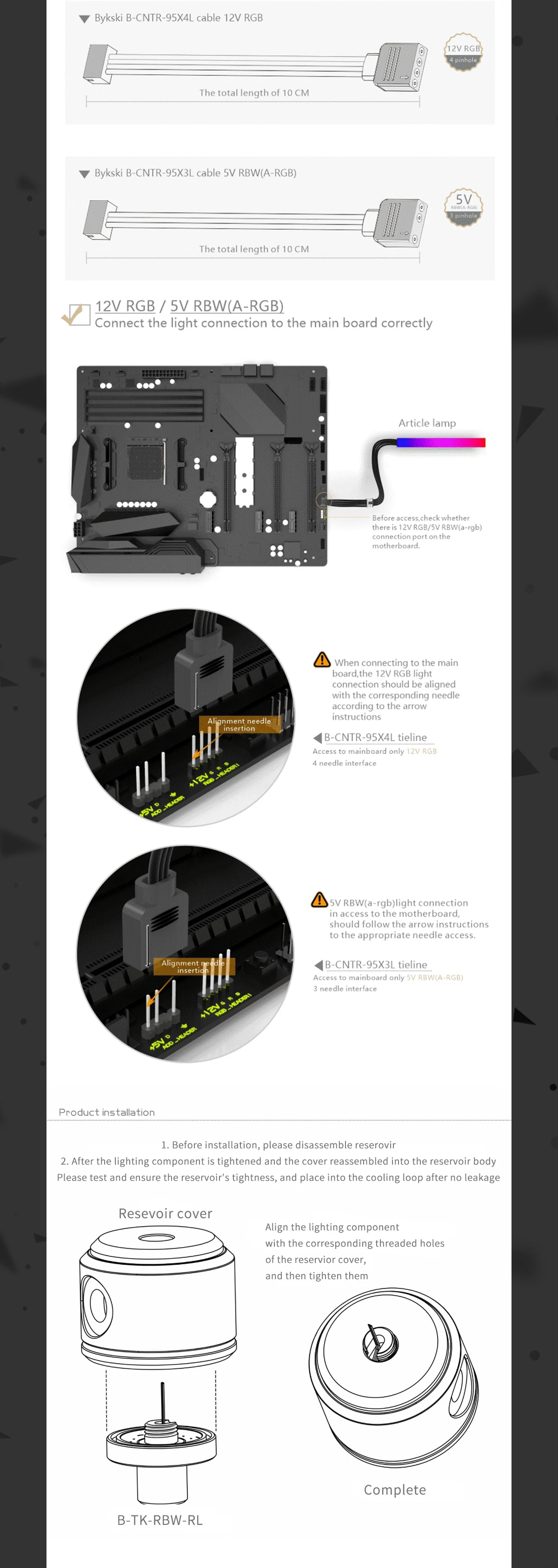 Bykski Lighting Component For CT50/CT60 Diameter 50/60mm Reservoir, G1 ...