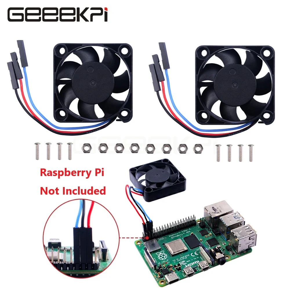 Raspberry Pi 5v Adjustable Speed Fan 7 Blades Quite Silent Heat Sink ...