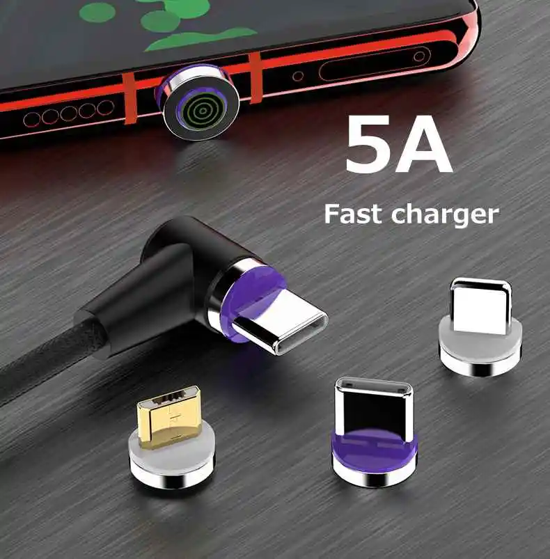 1M 5A Magnetic Cable Micro Usb Type C Super Fast Charging Phone Usb C ...