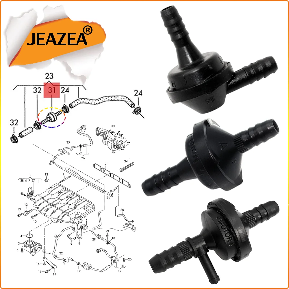 JEAZEA 058905291 55568437 07C133529A Vacuum Exhaust Check Valve For VW ...