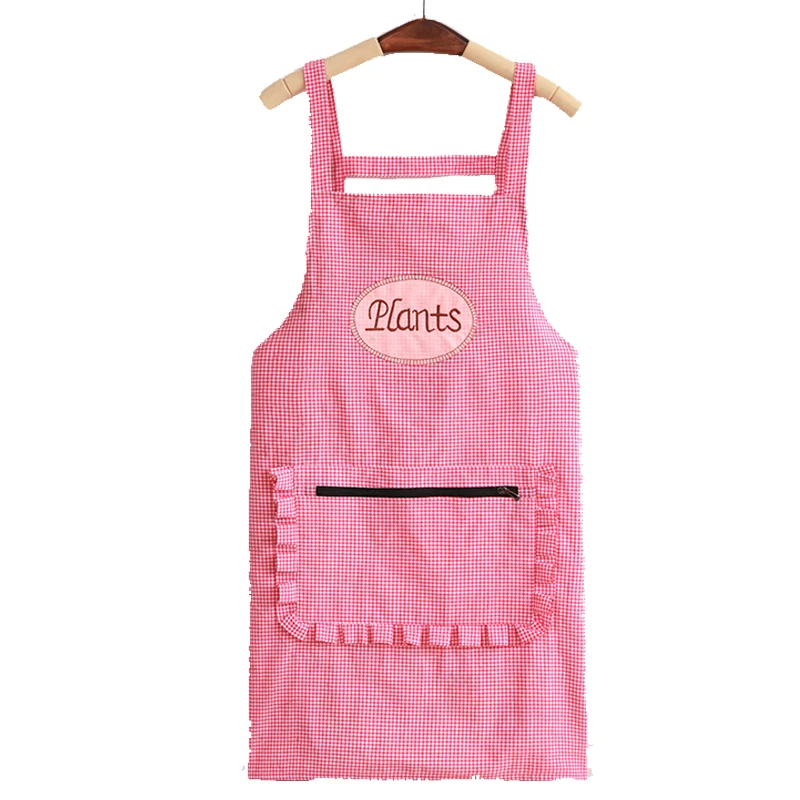 Pure Cotton Apron With Big Pocket Household Oil proof Kitchen Cooking ...