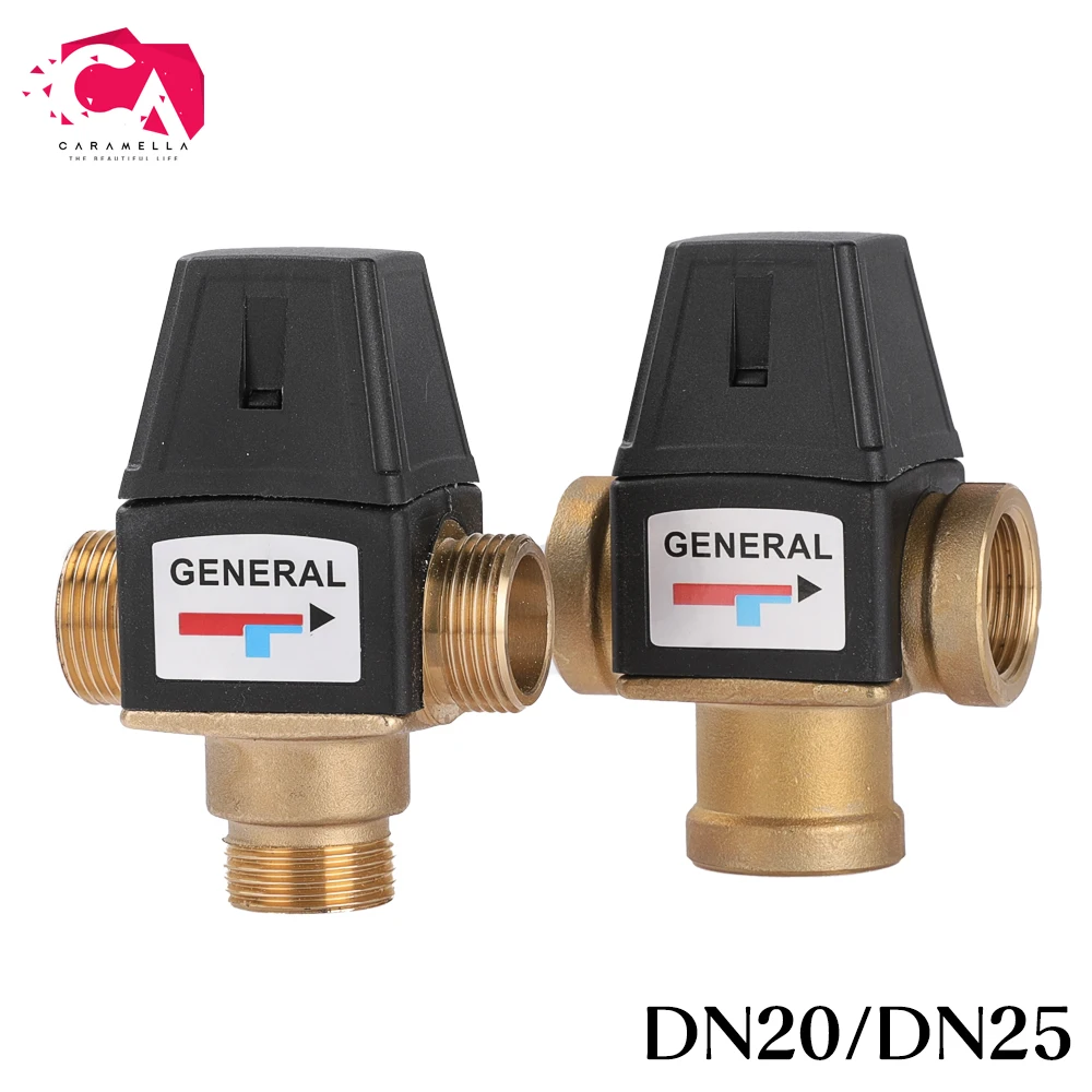 DN20/DN25 Solar Water Heater Valve 3-Way Brass Thermostatic Mixer Valve ...