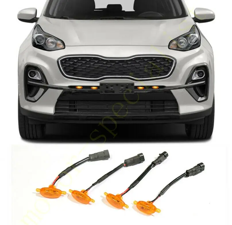LED Car Front Grille LED Amber Light Raptor Style Light Kit Decor W ...