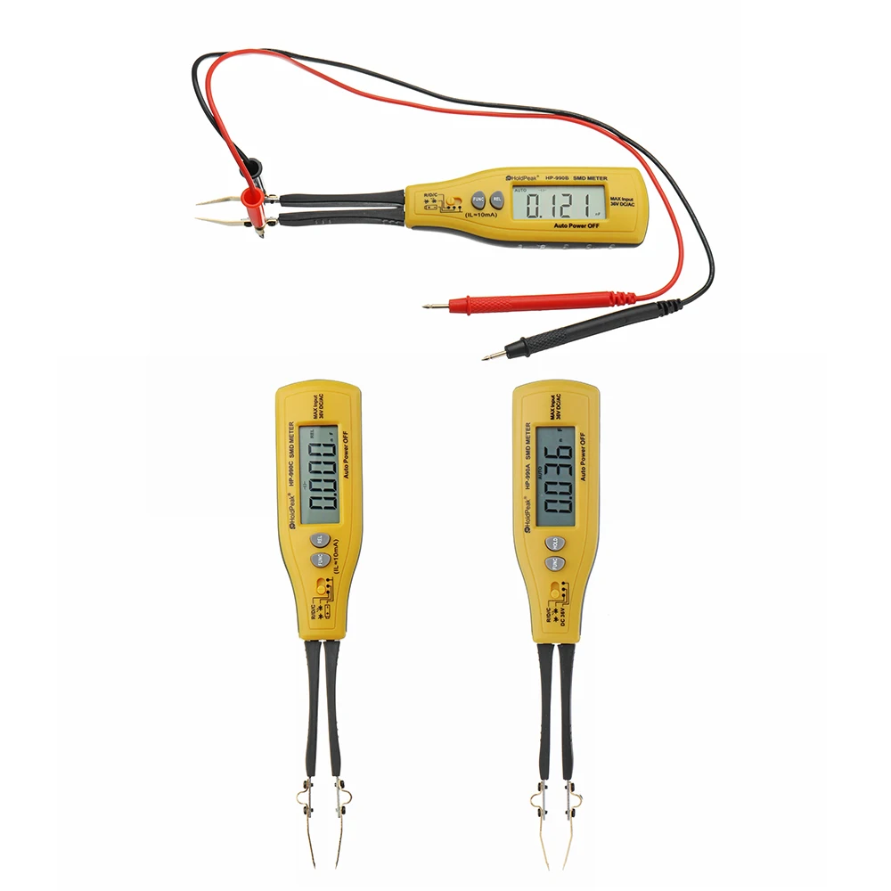 HoldPeak HP 990A SMD Tester Meter Multimeter Rotable Tweezer Resistance ...
