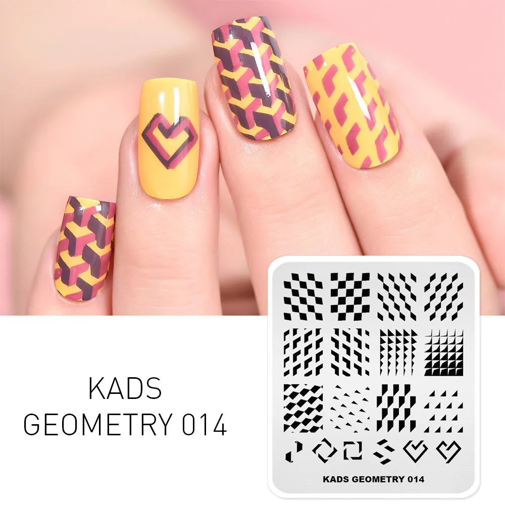 KADS ногтей штамповки пластины конструкции Геометрическая серия ...