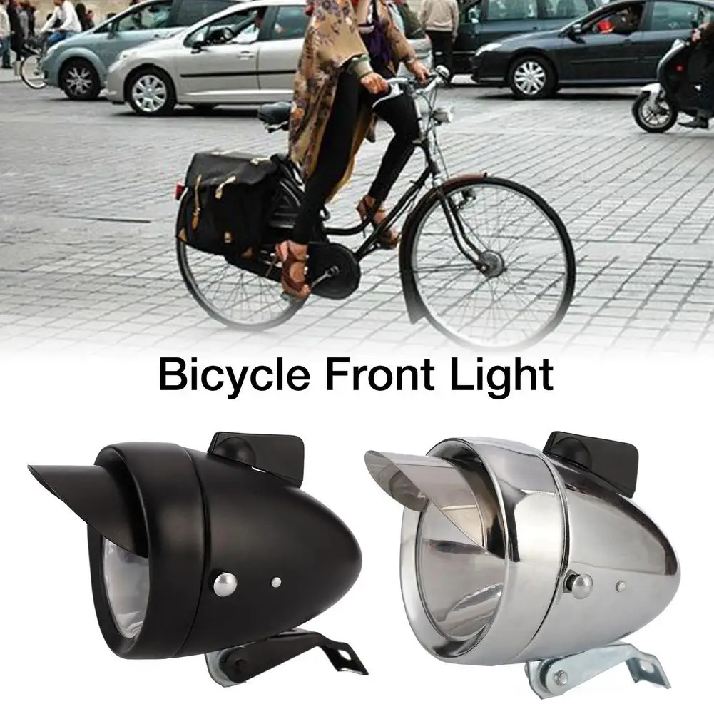 Bicycle Retro LED Headlight With Bracket Metal Chrome Vintage Bike ...