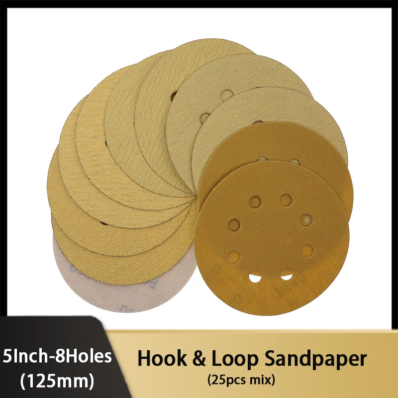 5-inch 8-hole Round Sand Paper 80 120 150 400 800 Grit Sanding Discs ...