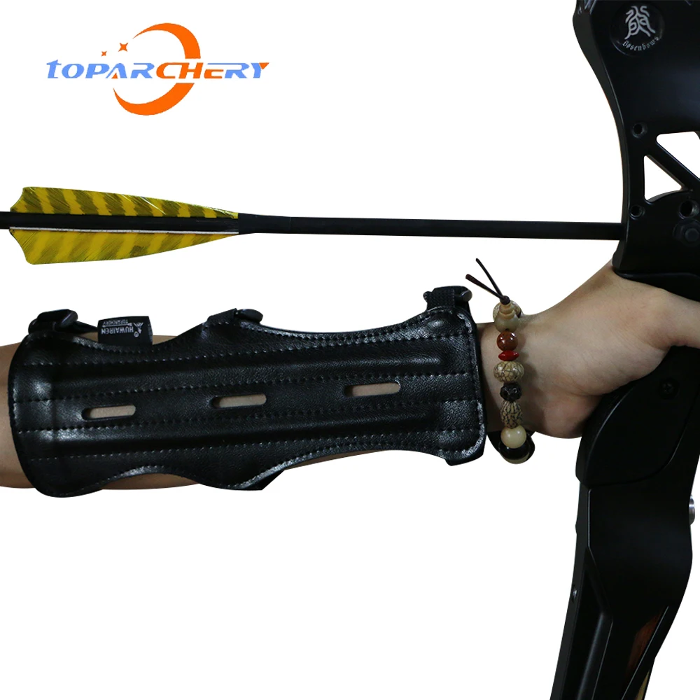 Leather 3 Strap Target Archery Arm Guard Safety Protection Gear Outdoor ...
